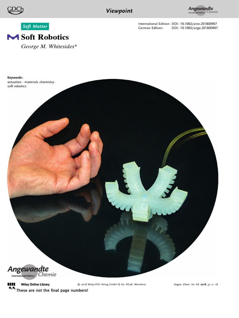 Soft Robotics: A Chemist's Perspective | PDF | Robot | Robotics