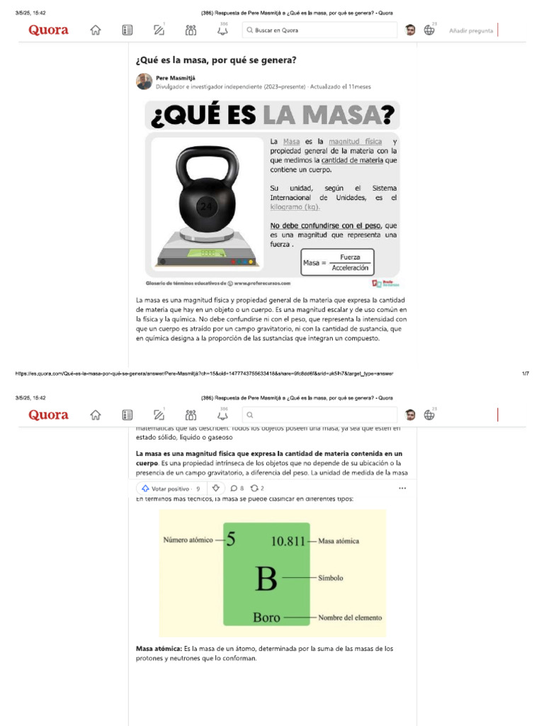 ¿Qué Es La Masa, Por Qué Se Genera | PDF