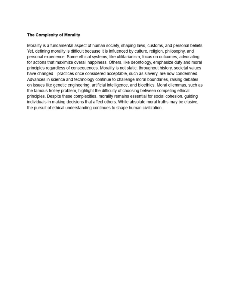The Complexity of Morality | PDF