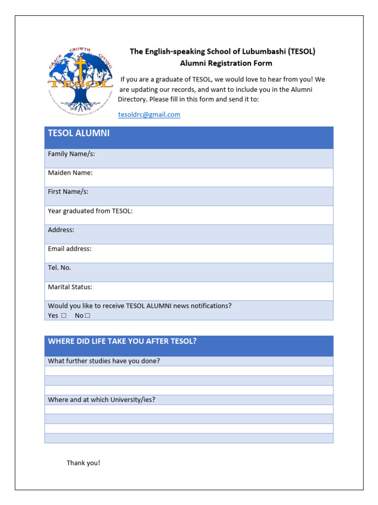 TESOL Alumni Registration Form 2020 PDF Final | PDF