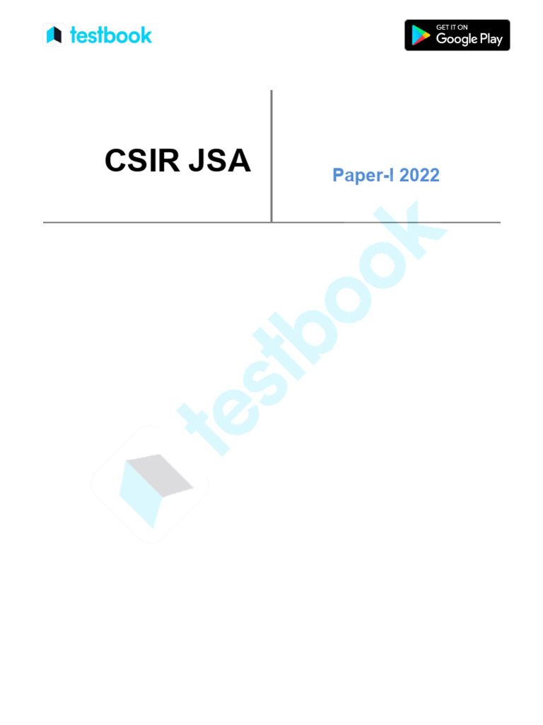 CSIR JSA Official Paper-I (Held On 2022) (English) | PDF