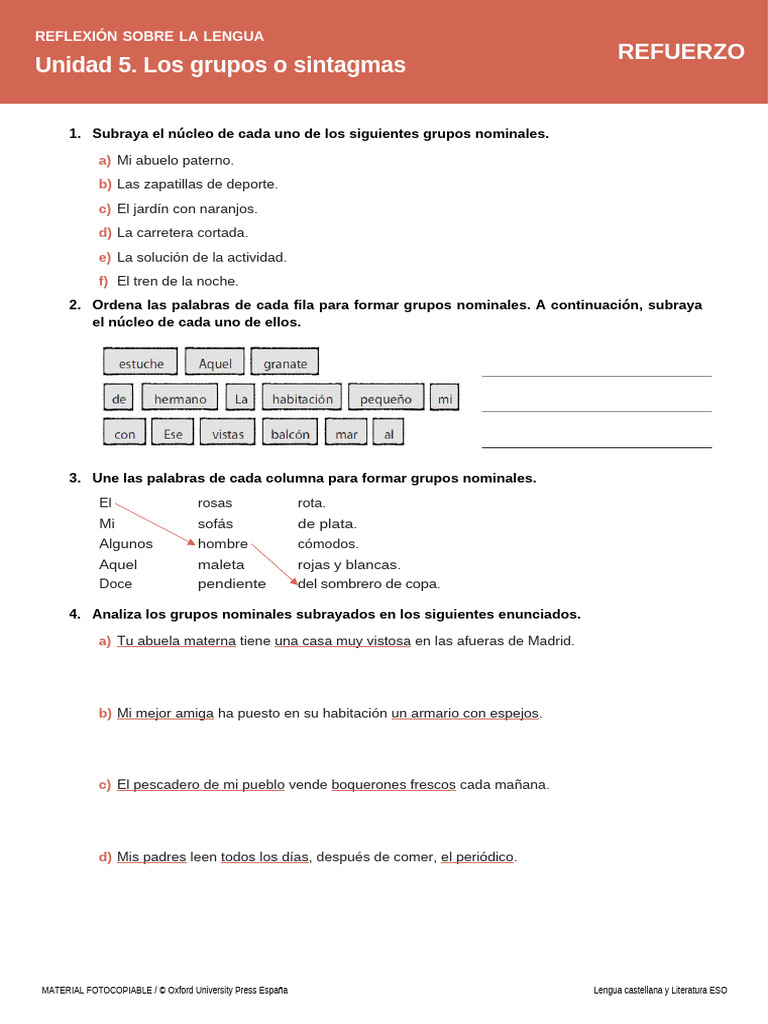 u5_ref_sol_reflexion_lengua_los_grupos_sintagmas | PDF | Adverbio | Adjetivo