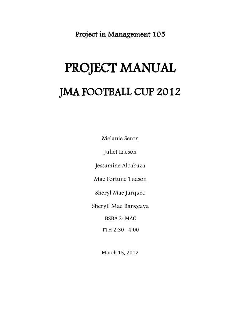 JMA Football Cup 2012 Project Manual | PDF