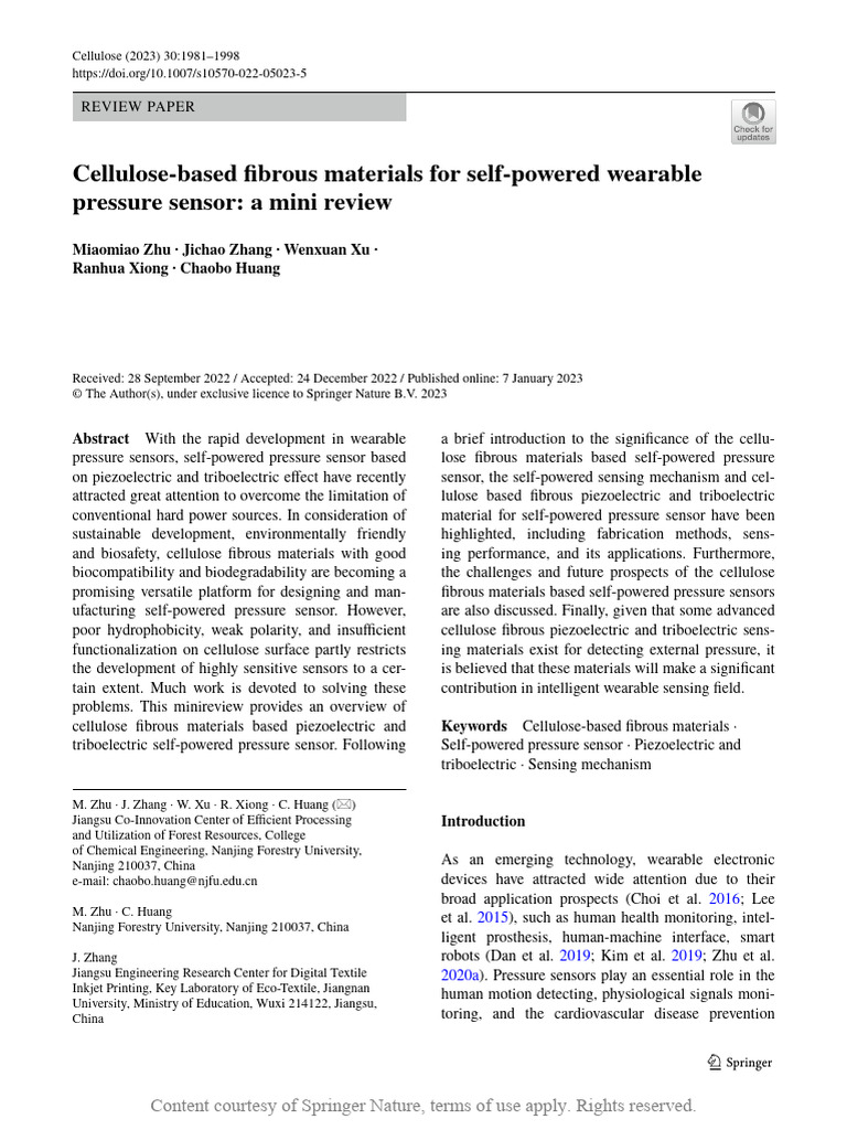 Cellulose-Based Fibrous Materials For Self-Powered-2 | PDF ...