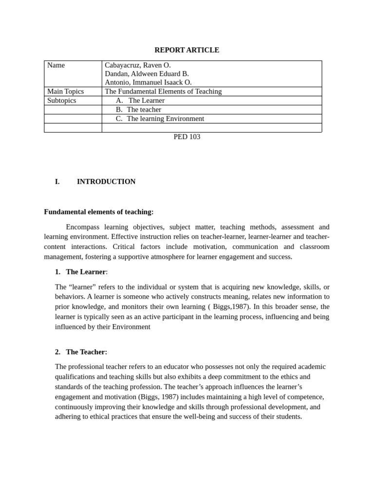 g1 Topic 2 Report Article 1 | PDF | Learning | Intelligence