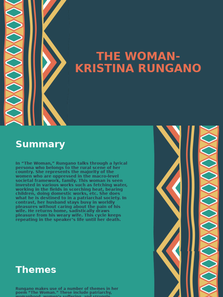 Analysis of "The Woman" by Rungano | PDF | Poetry | Patriarchy