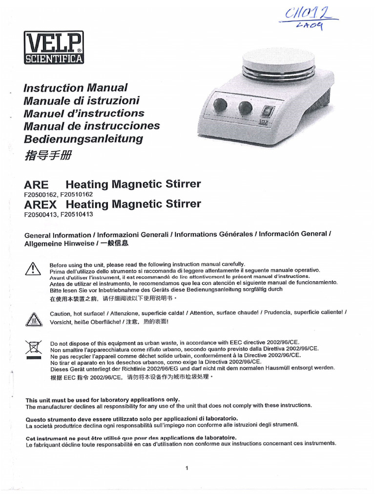 CH012 Manual_ Agitador magnético con calefacción. | PDF