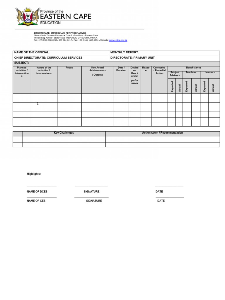 Monthly Report Template | PDF | Learning