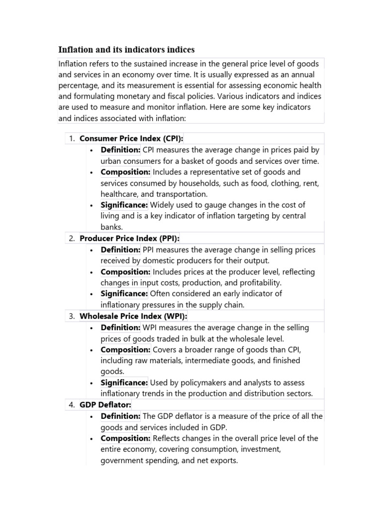 3.6 Inflation and Its Indicators Indices | PDF | Inflation | Consumer Price Index