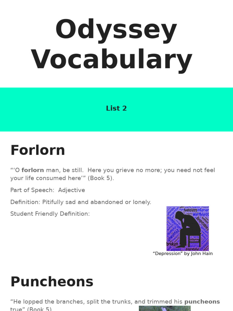 Odyssey Vocabulary List 2 | PDF | Part Of Speech | Syntax