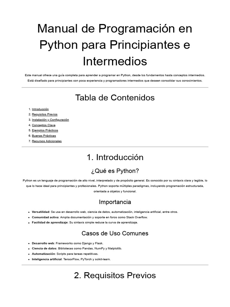 Manual de Programación en Python para Principiantes e Intermedios | PDF ...