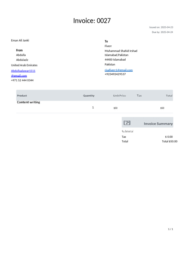 Payment Invoice Ibrahim | PDF