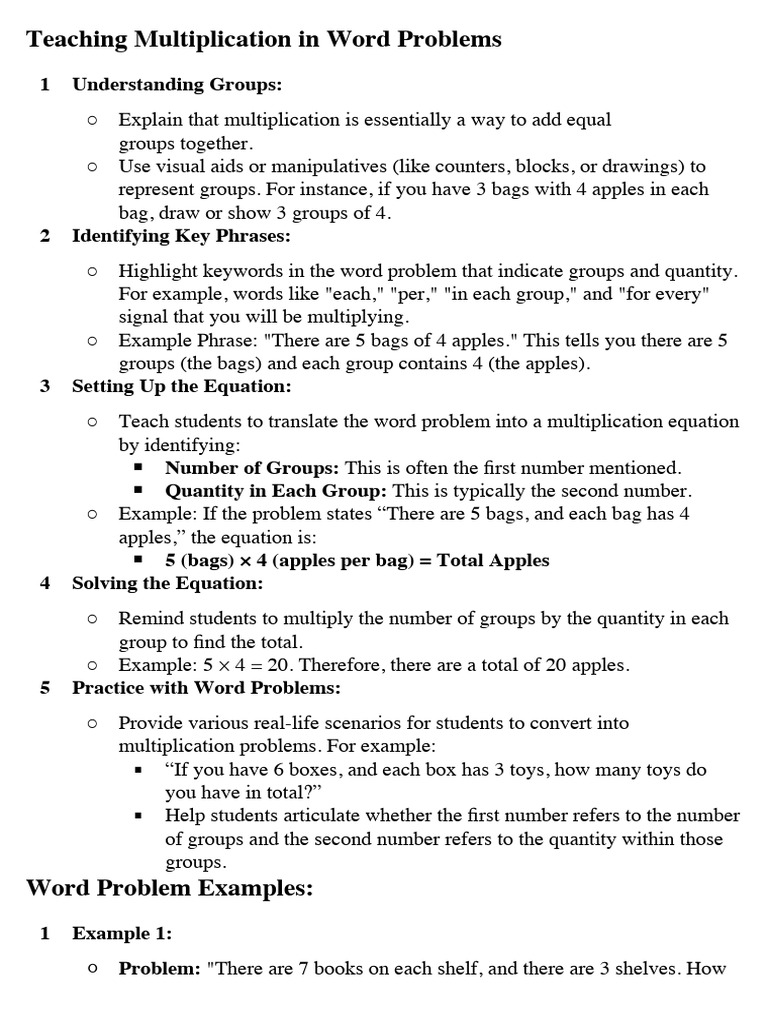 mutliplication word problem | PDF | Multiplication | Mathematics