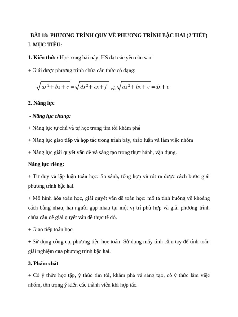 Phuong Trinh Quy Ve Phuong Trinh Bac Hai | PDF