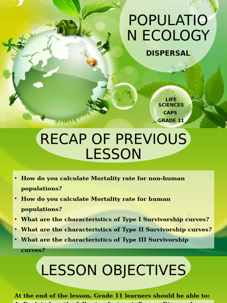 Grade 11 Population Ecology Dispersal | PDF | Biological Dispersal | Zoology