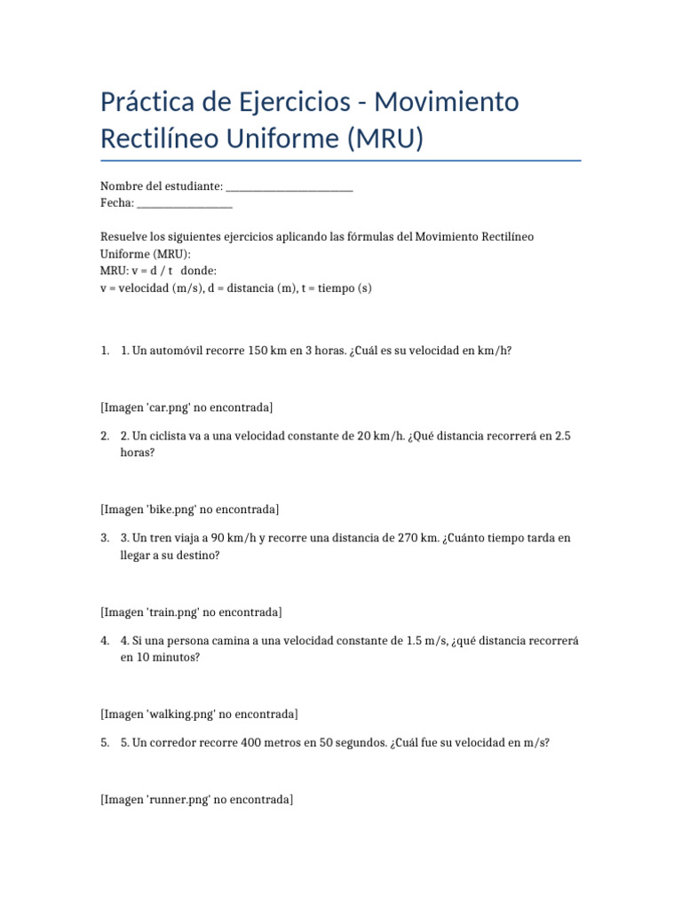 Ejercicios MRU Con Imagenes | PDF