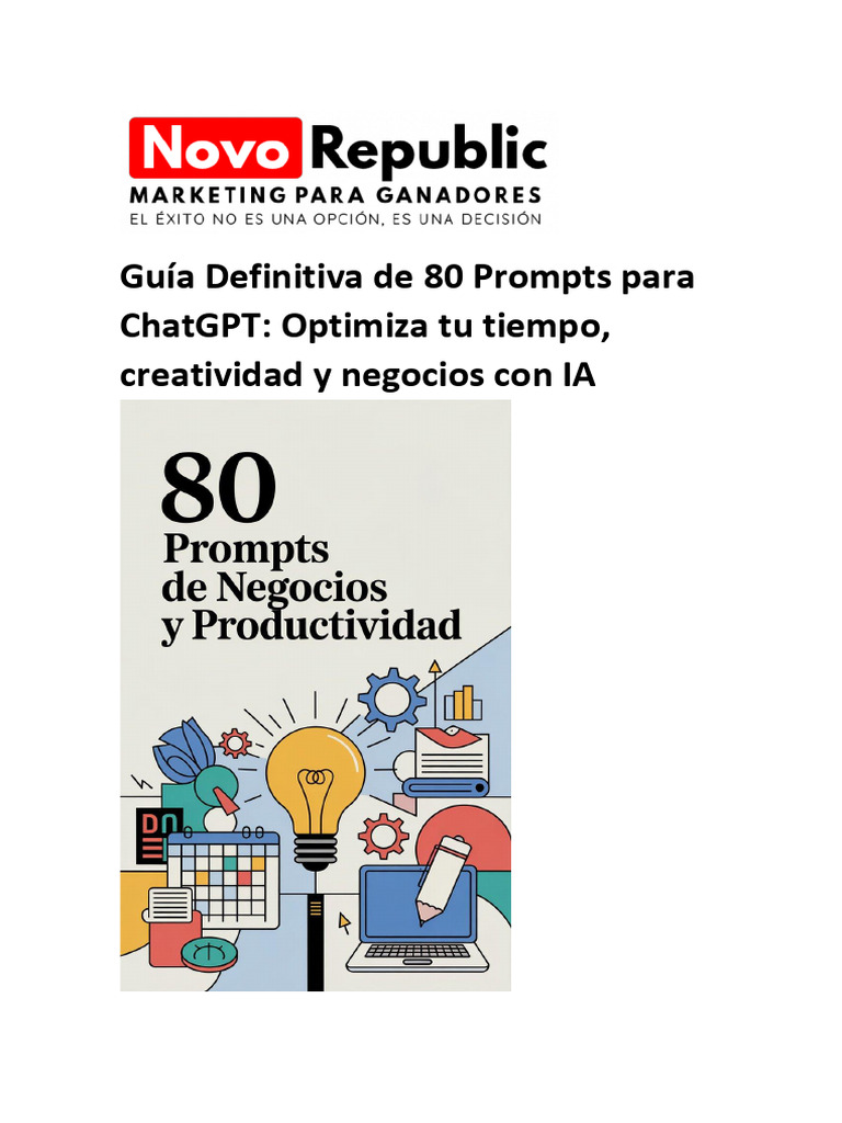 Guia Definitiva de 80 Prompts para ChatGPT Negocios y Productividad by ...