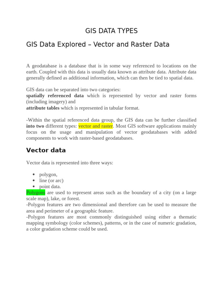Lecture 6 - GIS Data Types | PDF | Geographic Information System ...