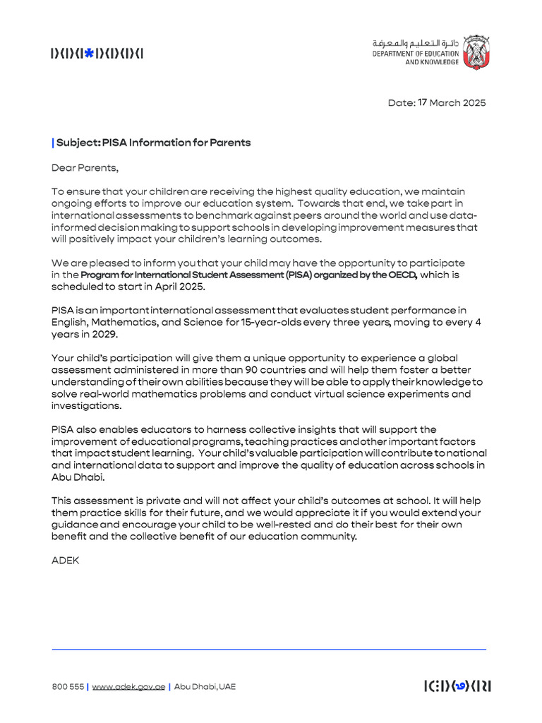 Parent Awareness Letter | PDF