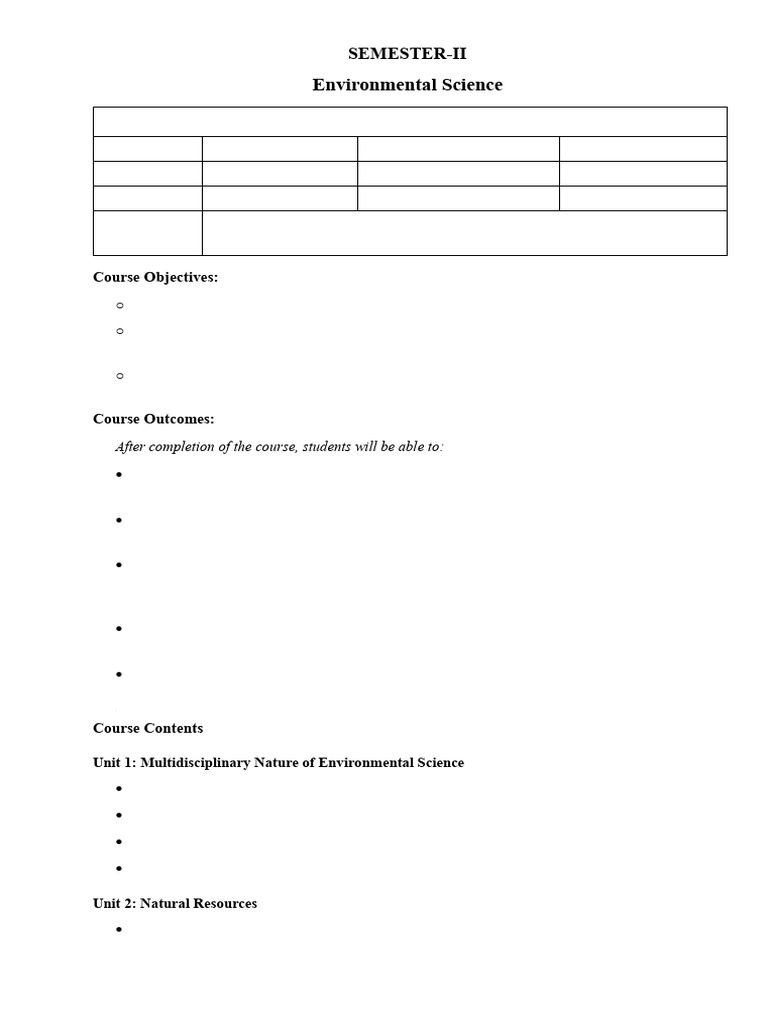 Environmental Science Syllabus | PDF | Conservation Biology | Biodiversity