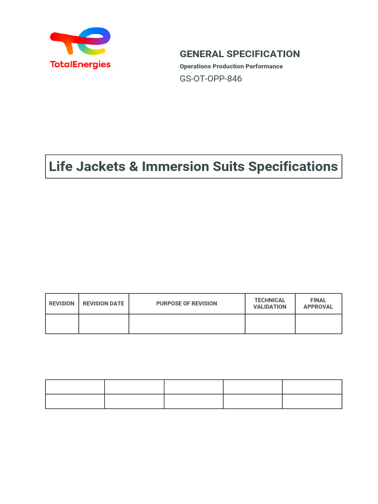 Life Jackets and Immersion Suit Specs | PDF