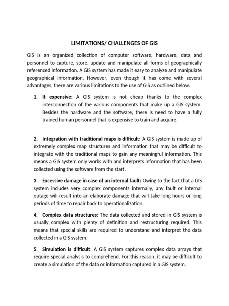 Challenges and Limitations of GIS | PDF | Geographic Information System ...