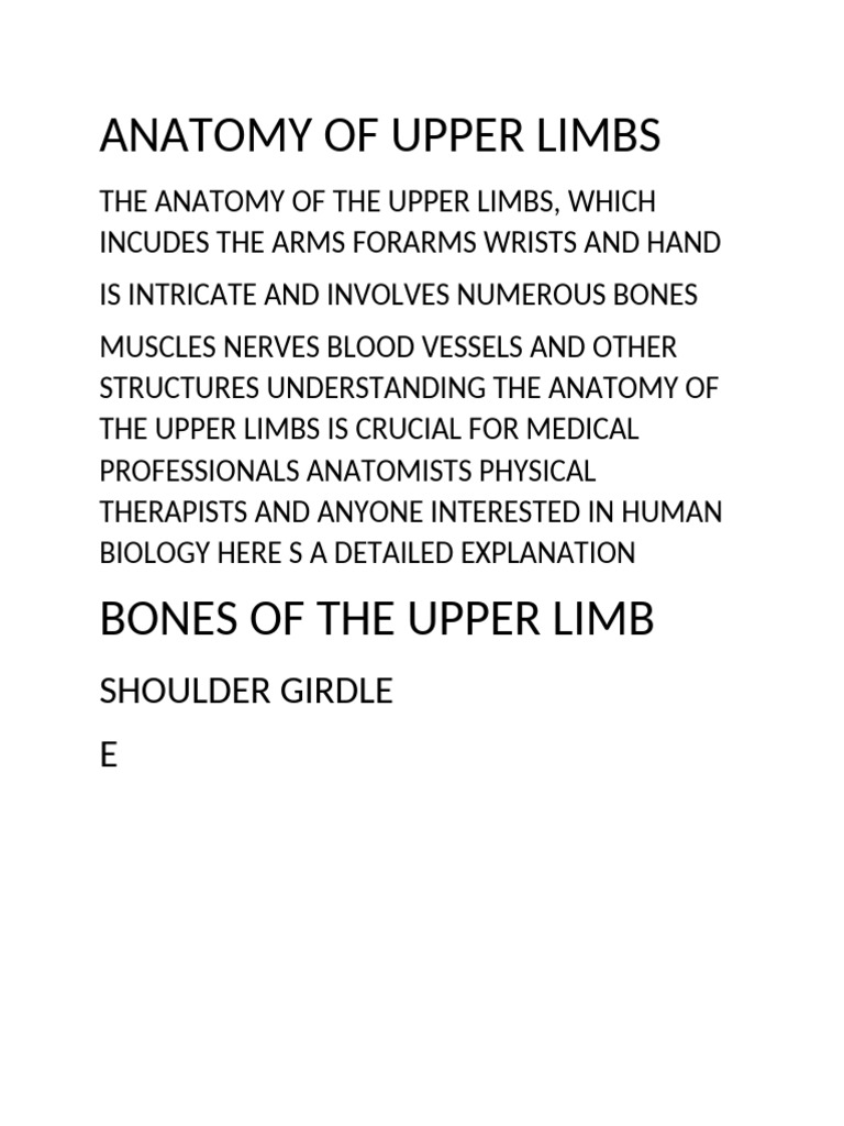 Anatomy of Upper Limbs | PDF