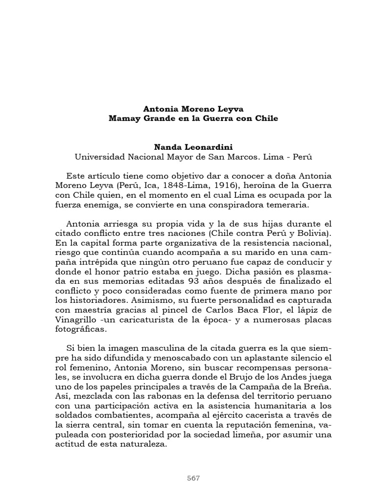 Antonia Moreno Leyva Mamay Grande en La Guerra Con Chile 1879 1883 ...
