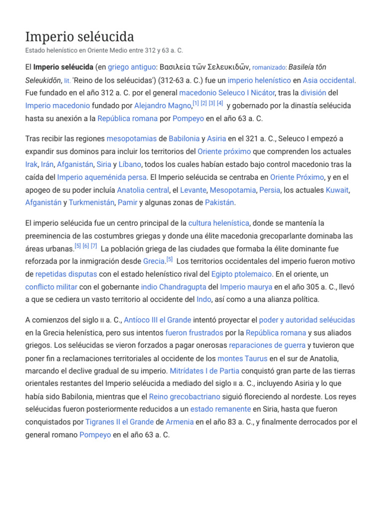 Imperio Seléucida - Wikipedia, La Enciclopedia Libre | PDF | Periodo ...