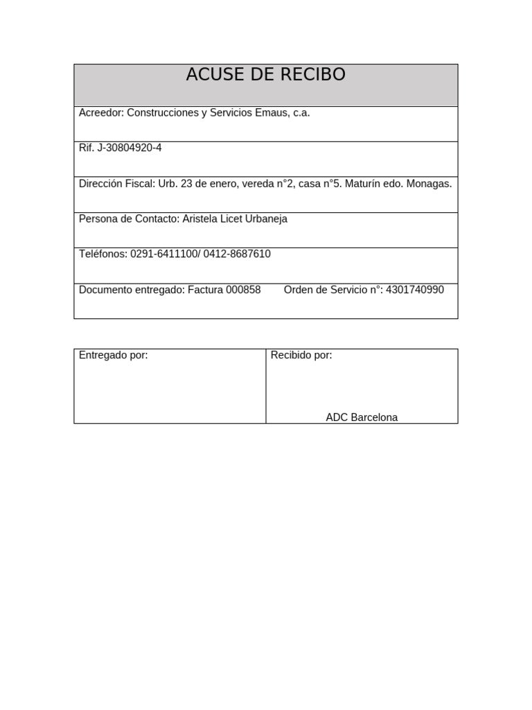 Acuse de Recibo | PDF