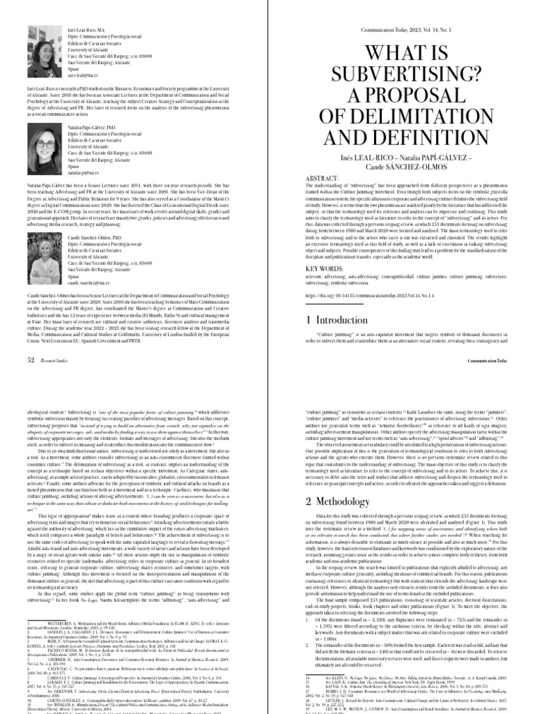 What Is Subvertising? A Proposal of Delimitation and Definition | PDF ...
