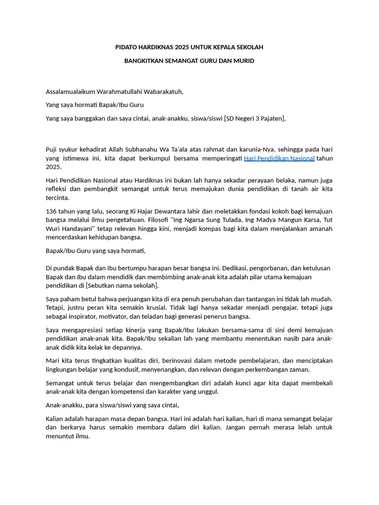 Pidato Hardiknas 2025 | PDF