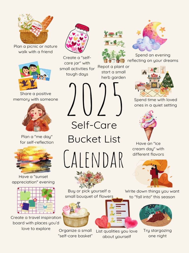 2025 Self-Care Bucket List Calendar | PDF | Mindfulness