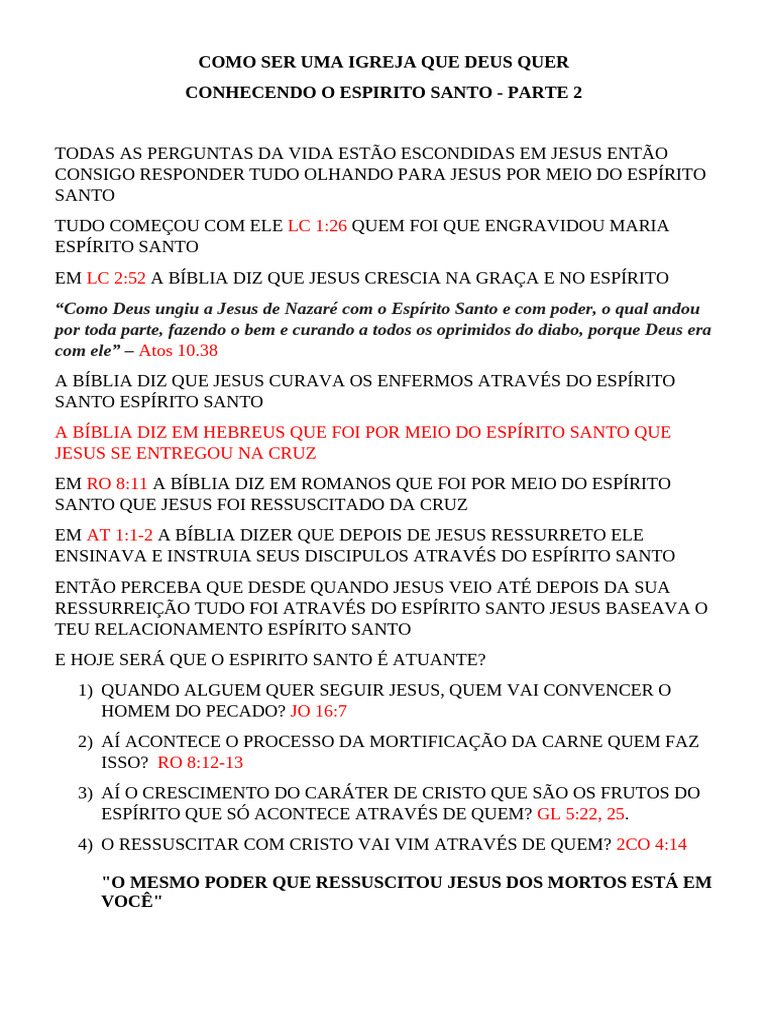 Como Ser Uma Igreja Que Deus Quer | PDF | Eucaristia | Espírito Santo (religião)