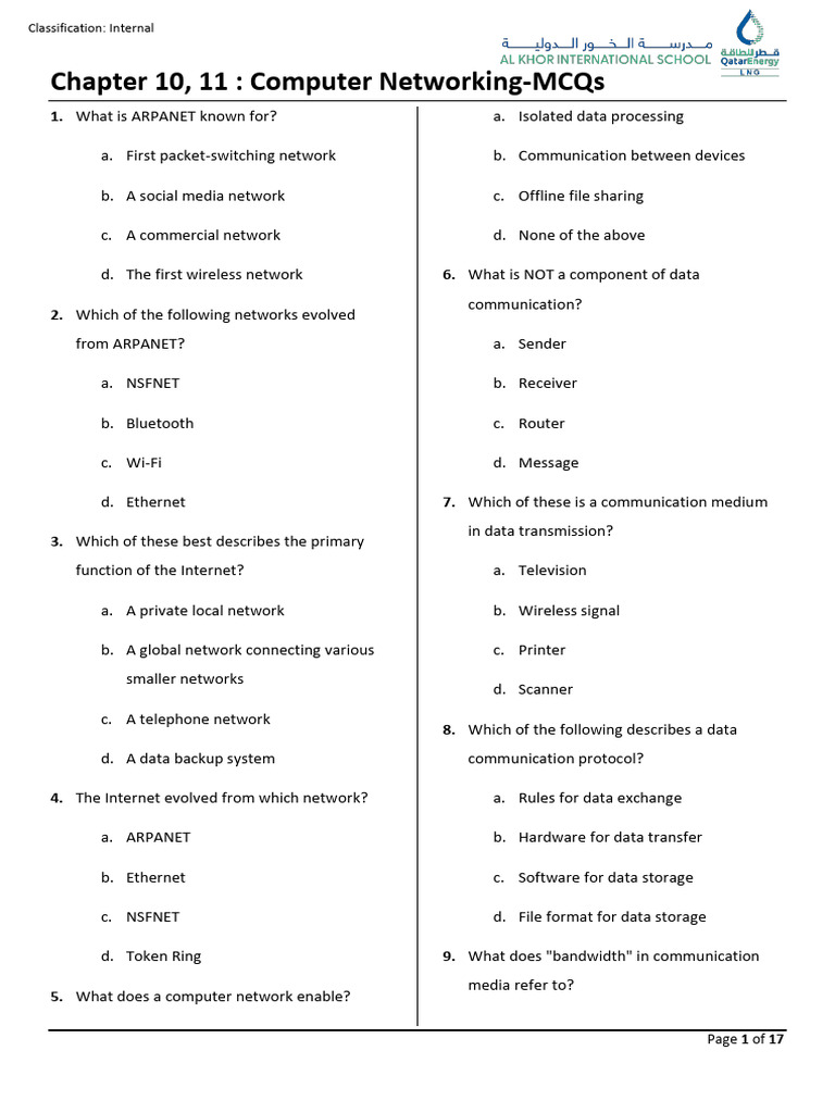 Computer Networking MCQs Overview | PDF | Computer Network | Network ...