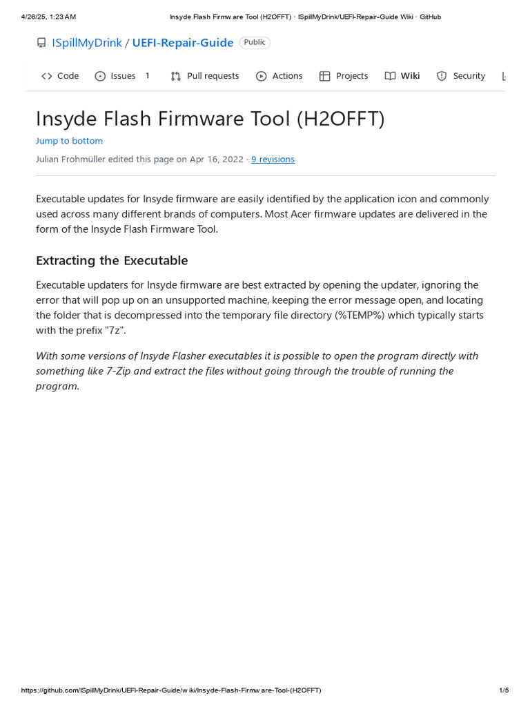 Insyde Flash Firmware Tool (H2OFFT) ISpillMyDrink - UEFI-Repair-Guide ...