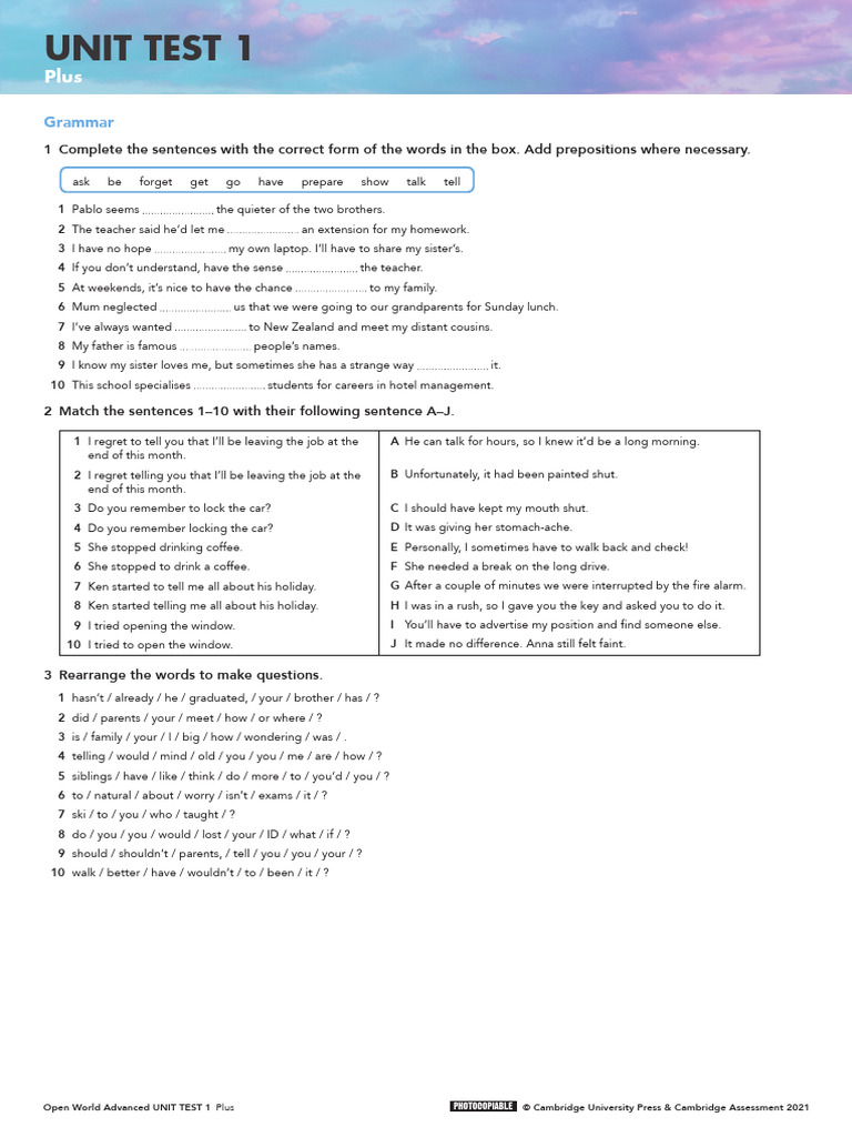 OWA_UT_01P Unit 1 Plus Test | PDF