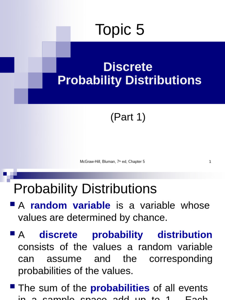 Topic 05 Discrete Probability Distributions Part 1 | PDF | Probability ...