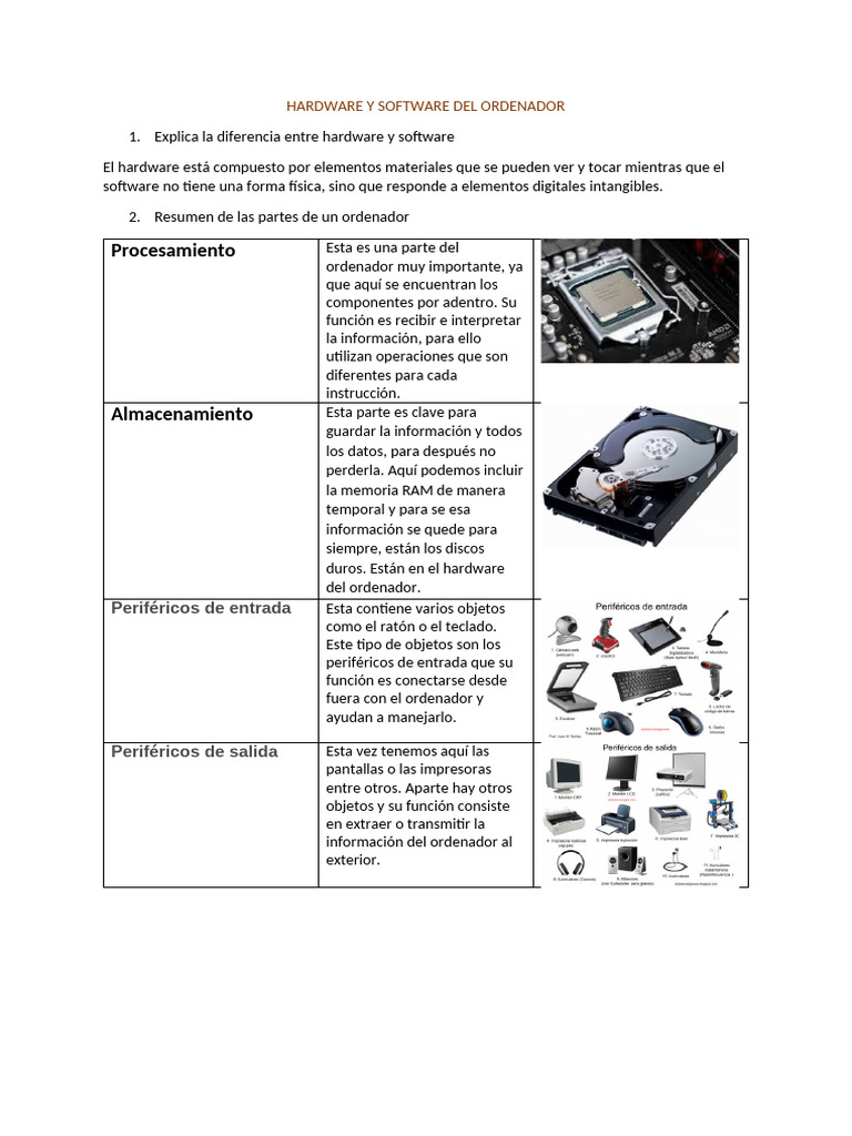 Hardware Del Ordenador | PDF | Hardware de la computadora | Periférico