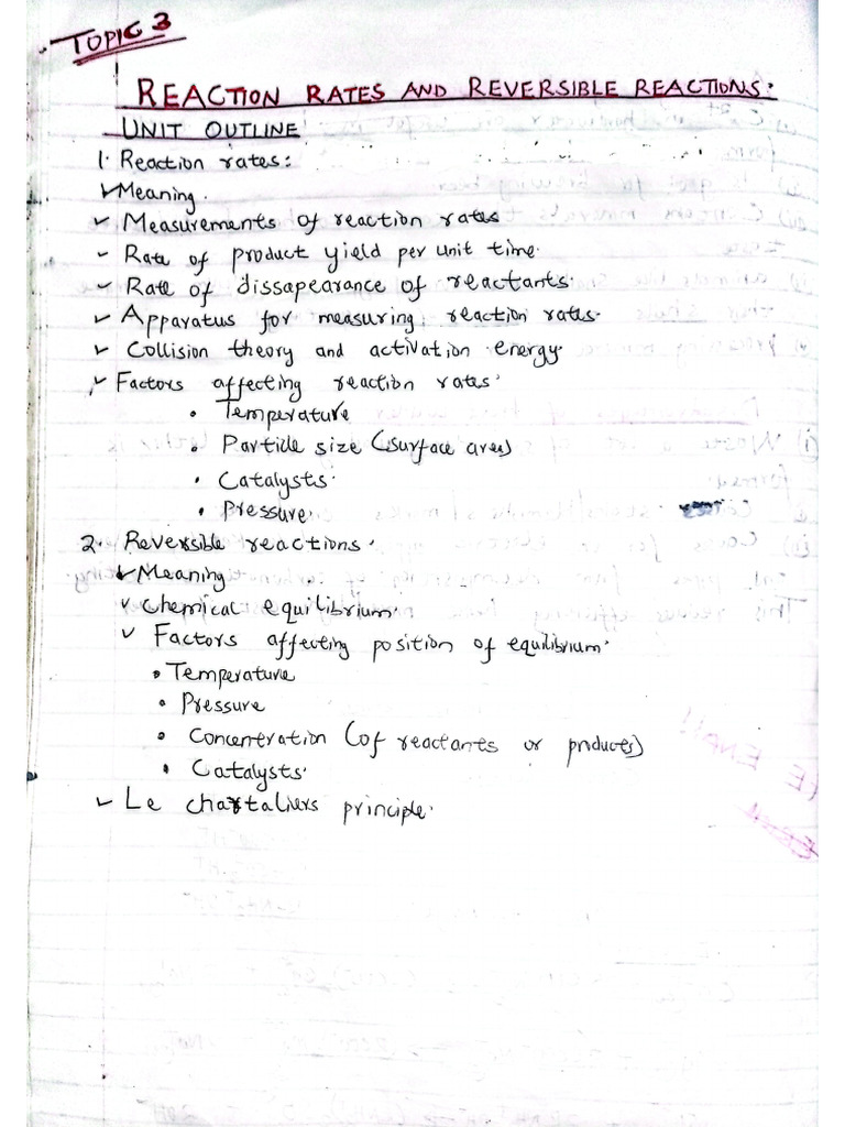 Chapter 3 - Reaction Rates and Reversible Reactions. Eric Otieno | PDF