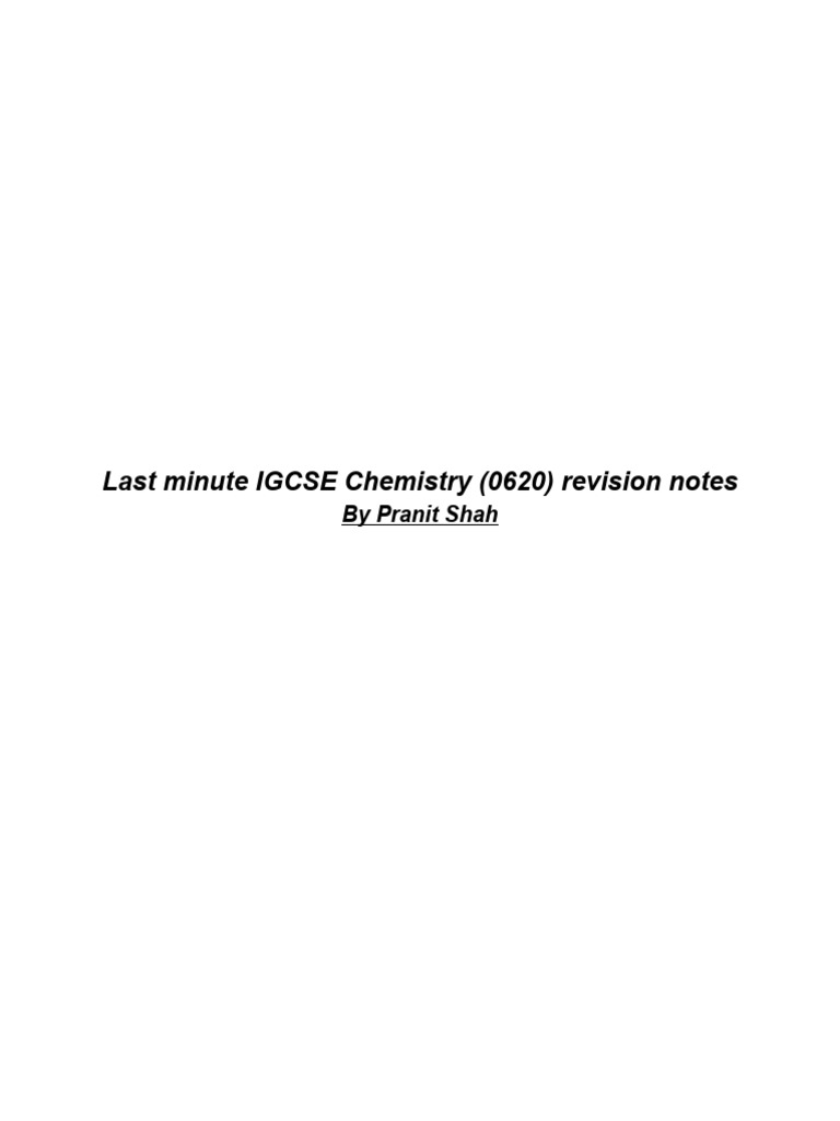 Last Minute IGCSE Chemistry (0620) Revision Notes - 250427 - 044516 ...