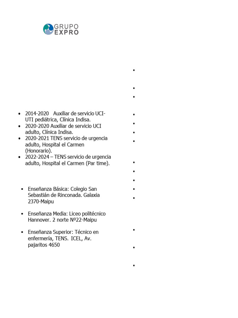 CV TENS - Elizabeth Canales Medel | PDF