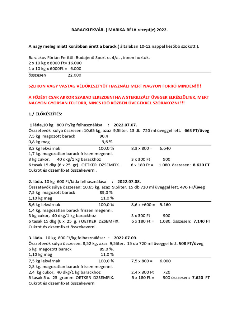 Baracklekvar Recept | PDF