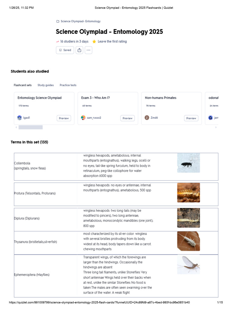 Science Olympiad - Entomology 2025 Flashcards - Quizlet | PDF | Insects ...