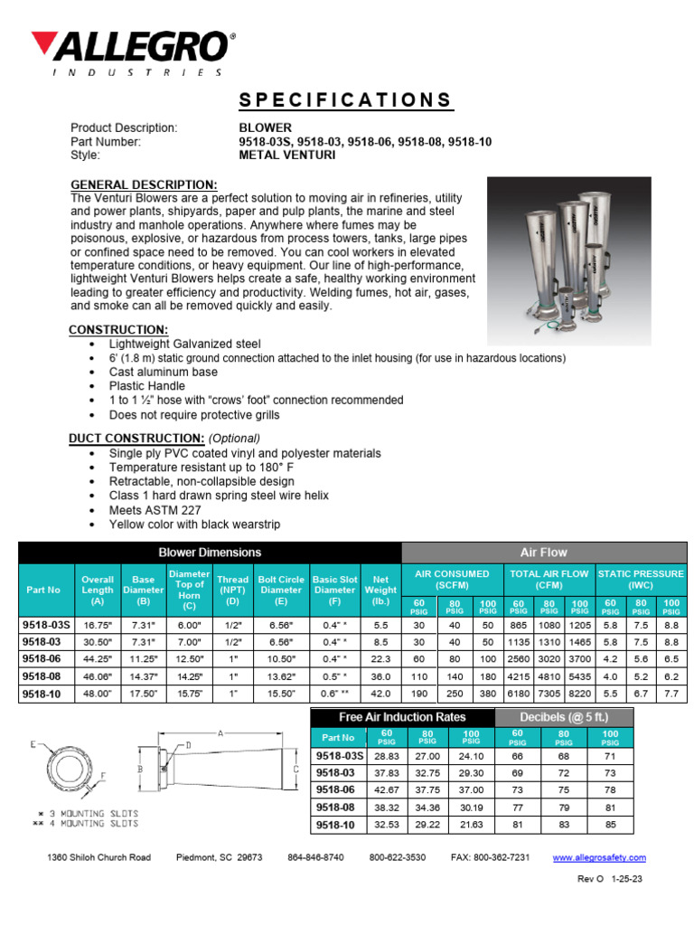 Metal Venturi Blower Specifications | PDF | Polyvinyl Chloride | Pipe ...