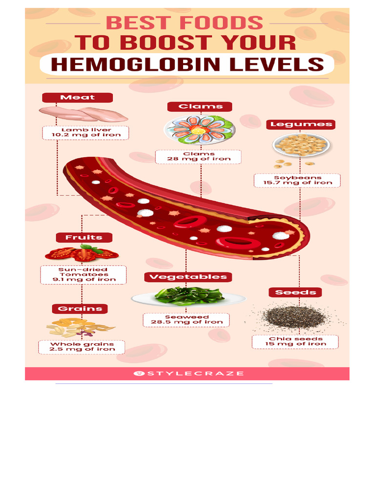 Infographic Best Foods To Boost Your Hemoglobin Levels | PDF