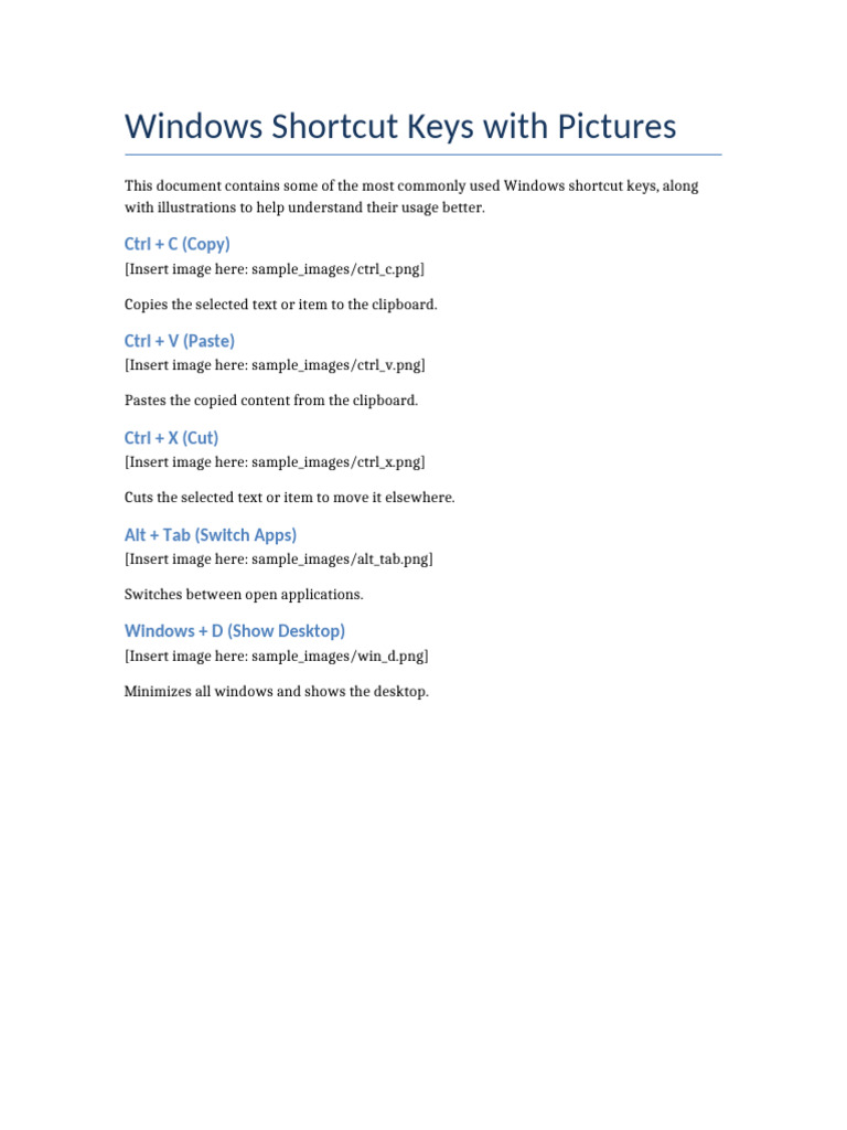 Windows Shortcut Keys With Pictures | PDF