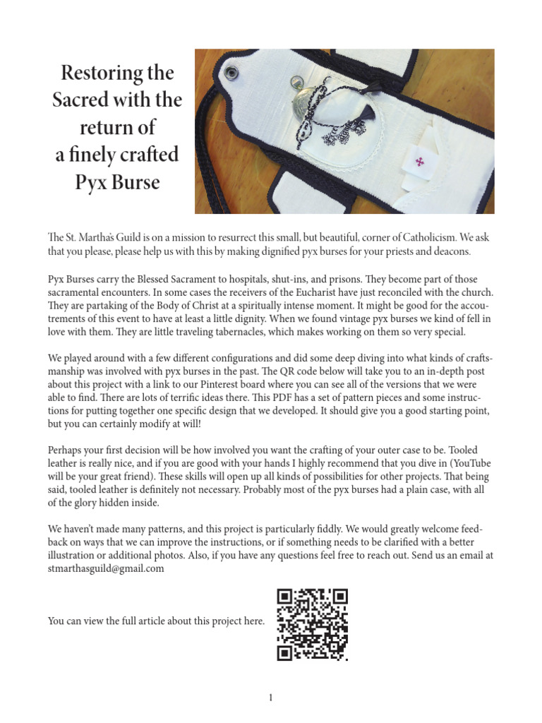 Pyx Burse Crafting Instructions Guide | PDF | Seam (Sewing) | Embroidery