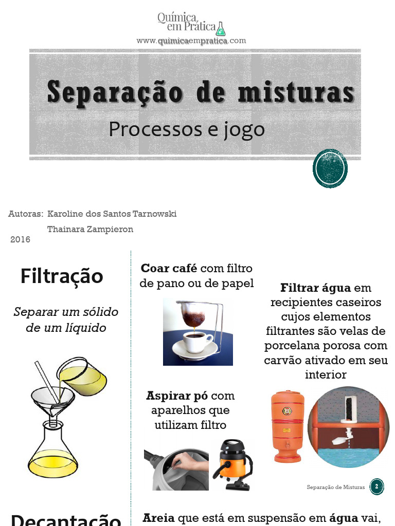 Métodos de Separação de Misturas Químicas | PDF | Substancias químicas ...