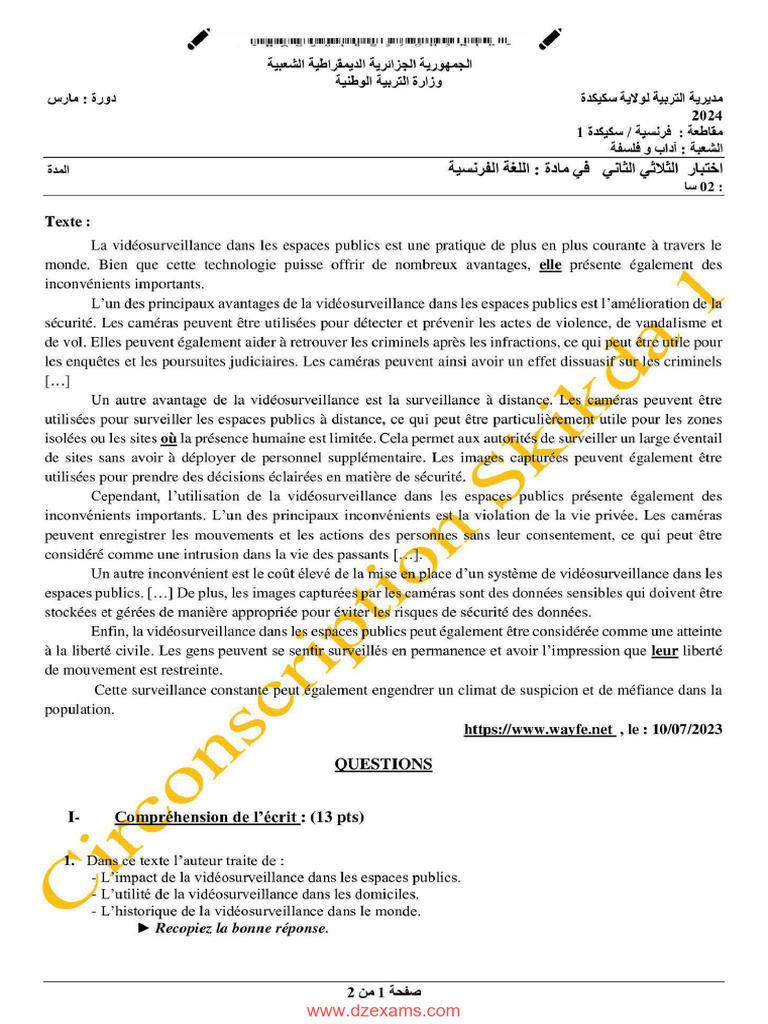 Dzexams 3as Francais 1126686 | PDF